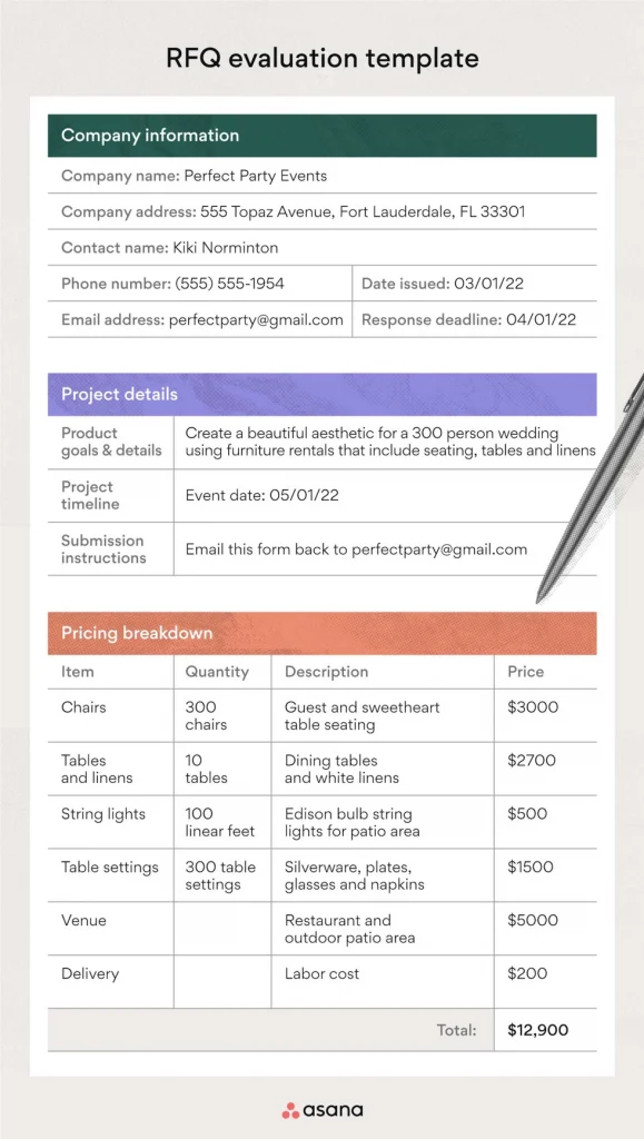 Request for Quotation | Request for Quotation Template